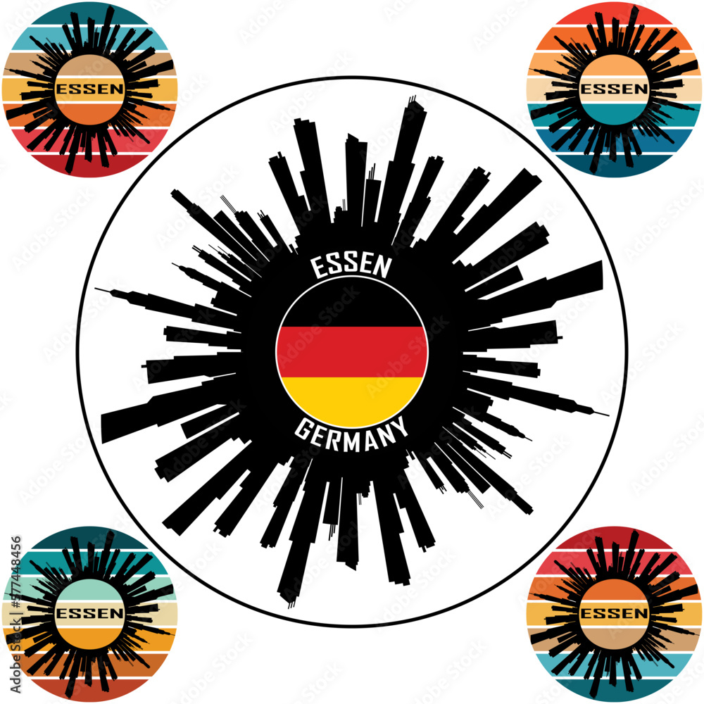 Essen Germany Flag Skyline Silhouette Essen Germany Lover Travel ...
