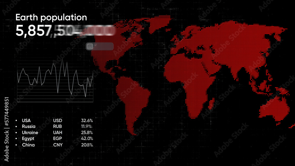 Diagram with the territory of the planet. Motion.Green and red ...