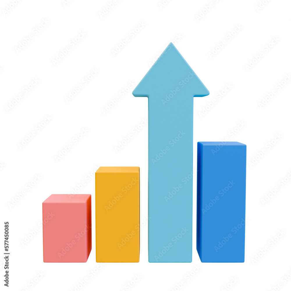 Ilustrace „3d blank bar graph template. bar chart mock up. data analysis. colorful statistic bar ...