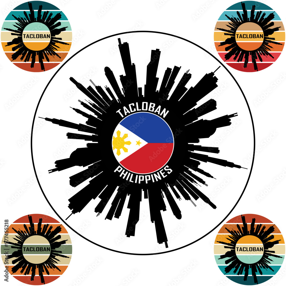 Tacloban Philippines Flag Skyline Silhouette Tacloban Philippines Lover ...