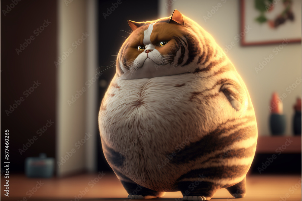 Fat Cat, Illustration of adorable kitten with nice fur and funny face ...