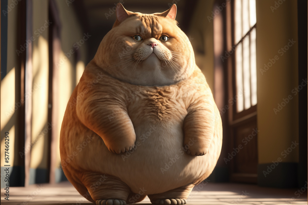 Fat Cat, Illustration of adorable kitten with nice fur and funny face ...