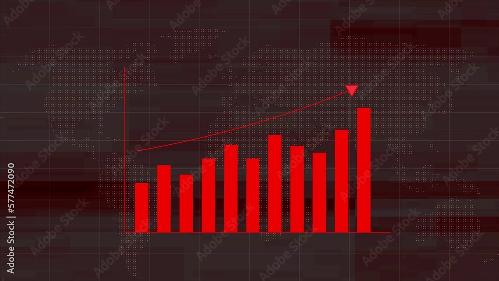 Business Graph Chart arrows and indicating profit in the world map ...