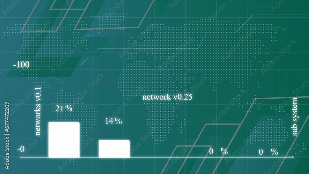 Digital technology networks system graph chart on world map ...