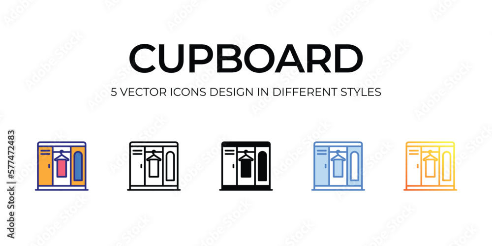 cupboard Icon Design in Five style with Editable Stroke. Line, Solid ...
