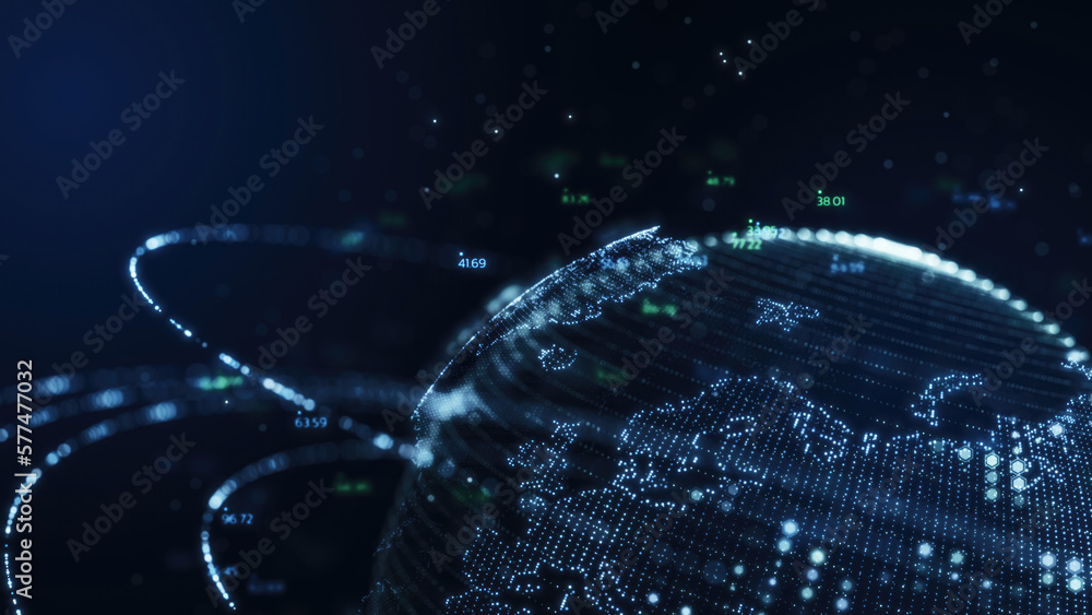 planet earth world map rotating motion graphic, future technology ...