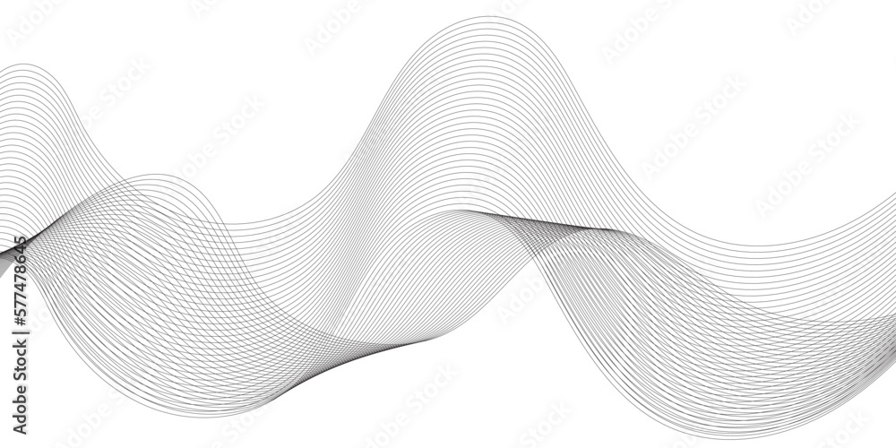 Abstract grey wave lines on transparent background. Digital frequency ...