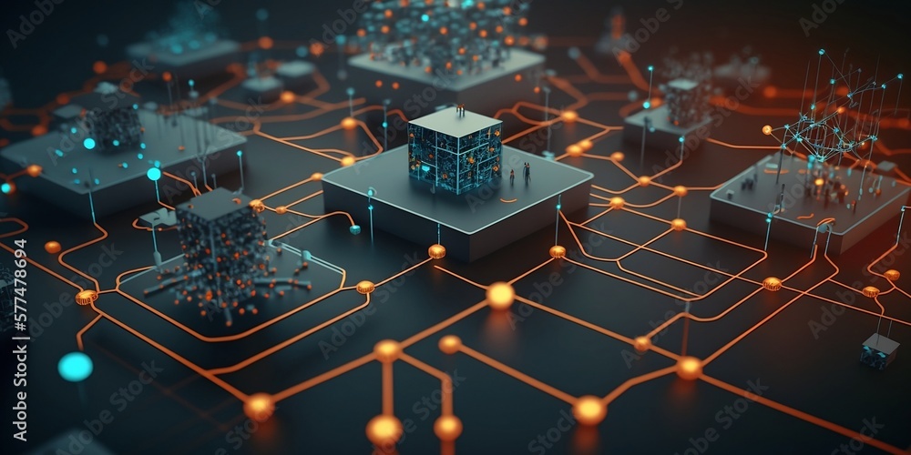 An illustration of a decentralized network with multiple nodes ...