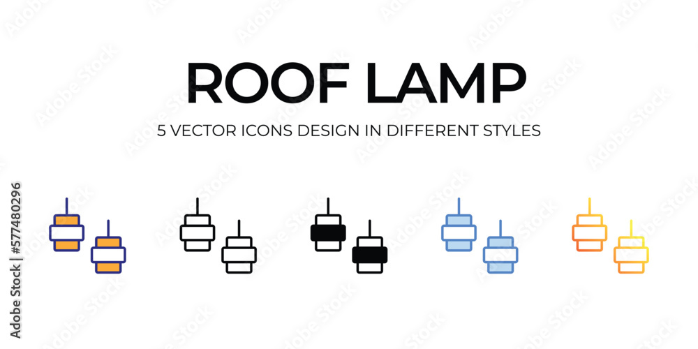 roof lamp Icon Design in Five style with Editable Stroke. Line, Solid ...