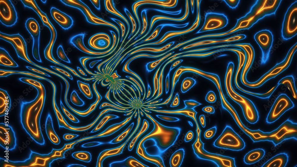 Psychedelic pattern with curved lines and flashing colors. Motion ...