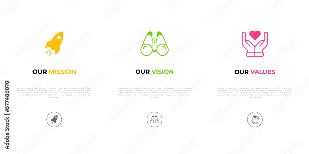 Mission vision values infographic banner template creative concept ...