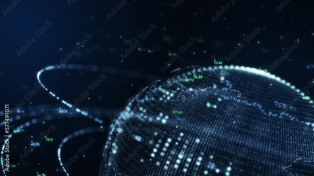 planet earth world map rotating motion graphic, future technology ...