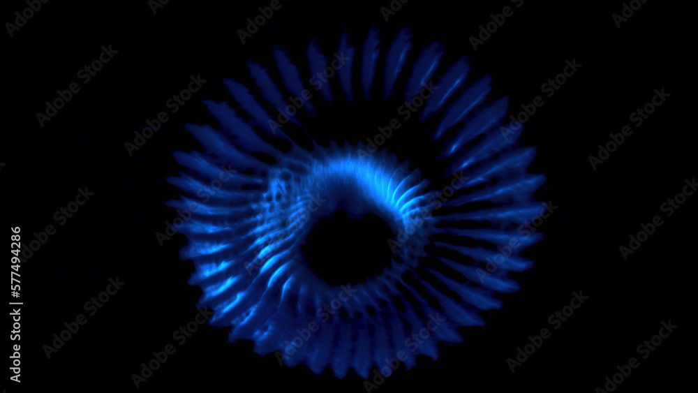 Round 3d shape with pulsating waves. Motion. Abstract 3d shape with ...