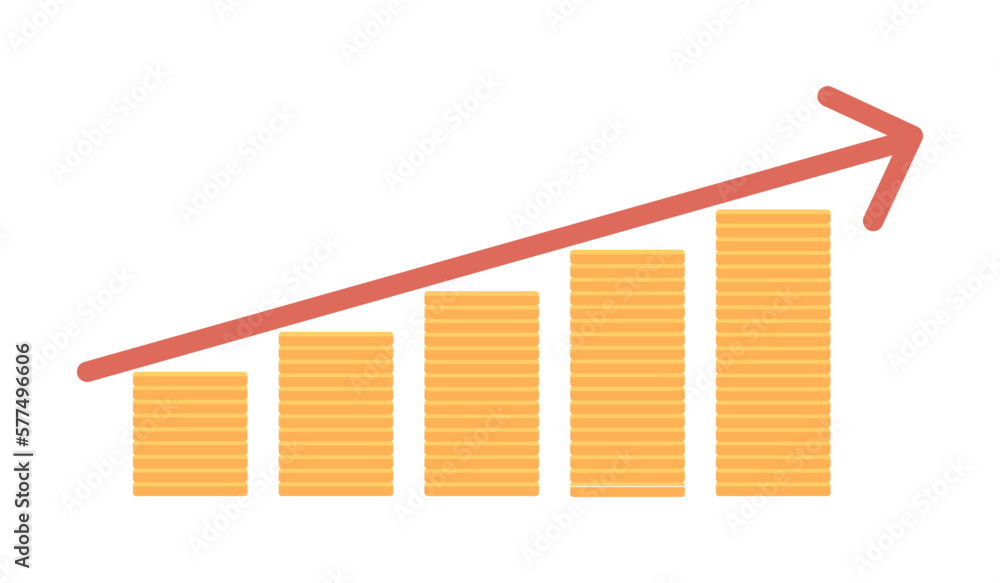 Graph with raising arrow semi flat color vector element. Price ...