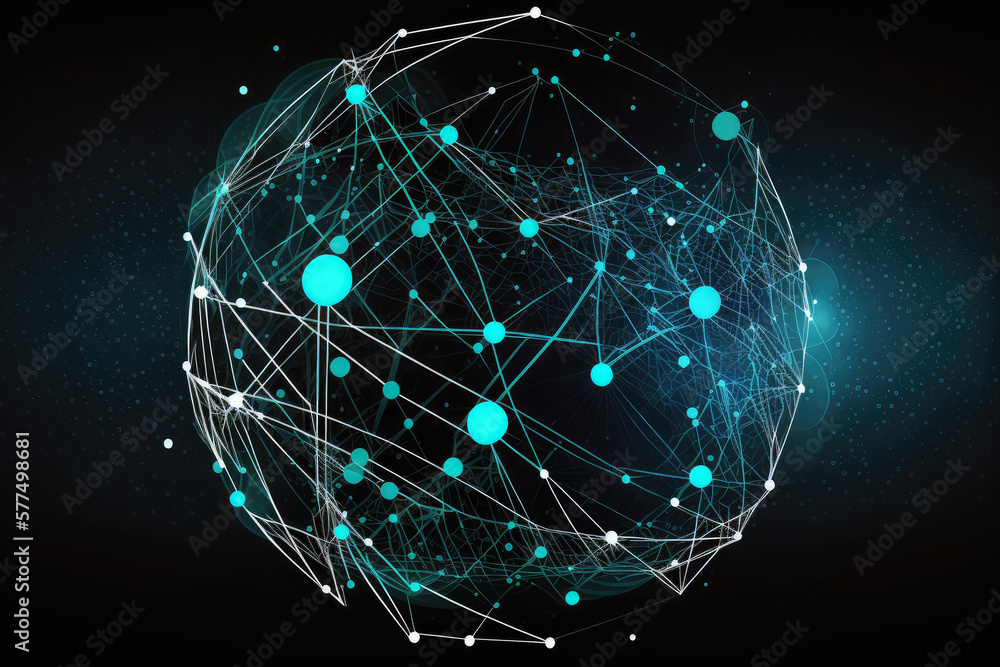 Digital Currency Transactions Occurring On A Futuristic Blockchain