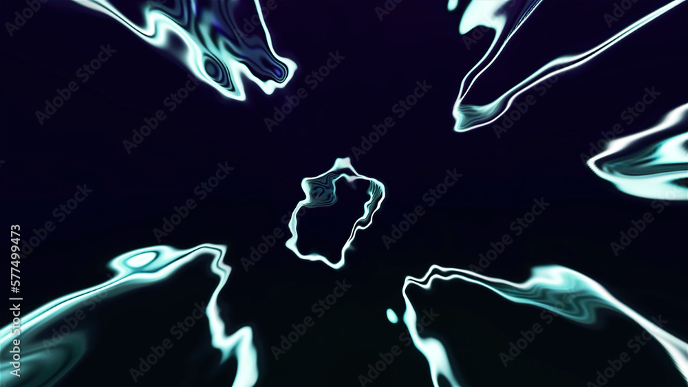 Curved circular lines with vibrations on black background. Motion ...