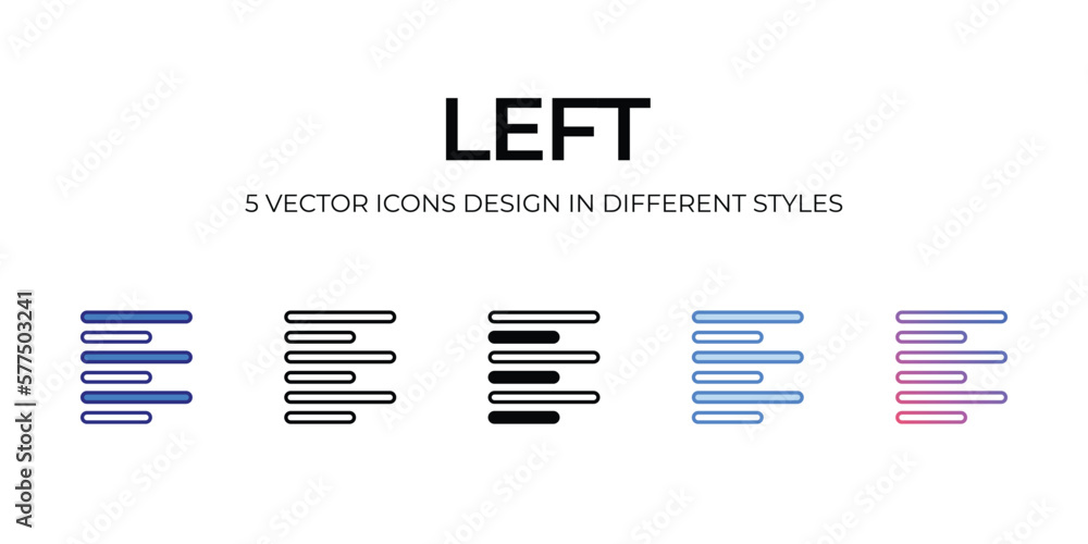 left Icon Design in Five style with Editable Stroke. Line, Solid, Flat ...