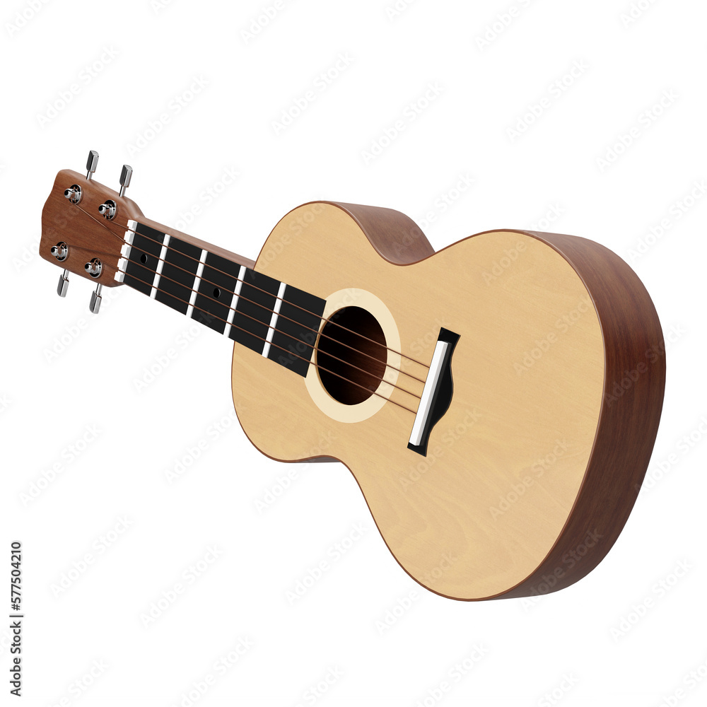 Cute cartoon style 3d guitar with wood texture realistic render with ...