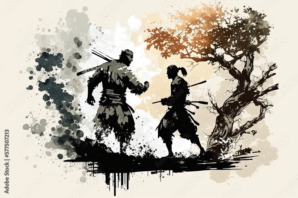 Wall art, wallpaper frame art, painting, martial arts, japanese culture ...