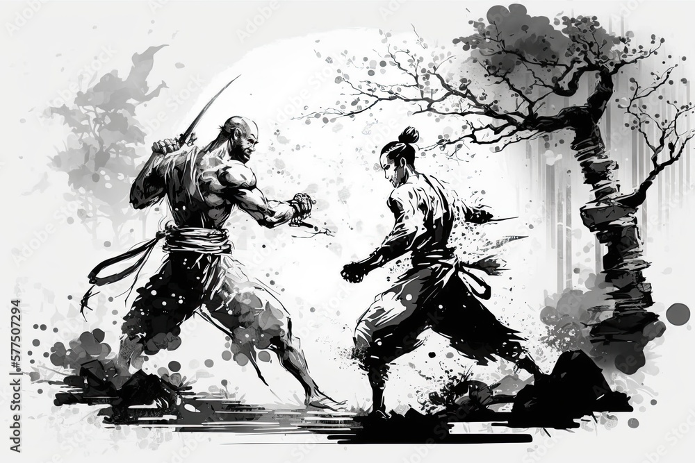 Wall art, wallpaper frame art, painting, martial arts, japanese culture ...