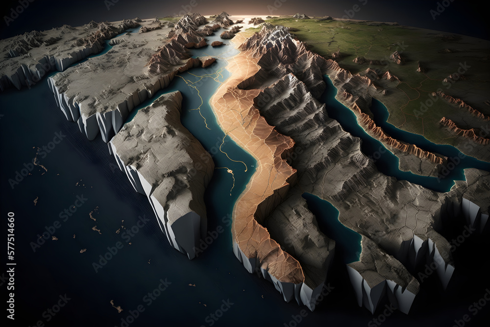 Tectonic plate shift and tectonic fault concept. AI generated Stock ...