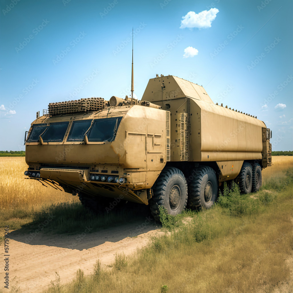 military vehicle, rocket launcher created with Generative AI technology ...