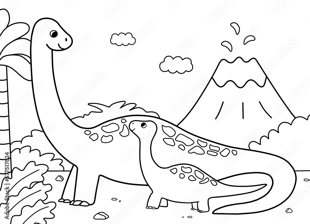 Dinosaur coloring page for kids. Painting for kindergarten and ...