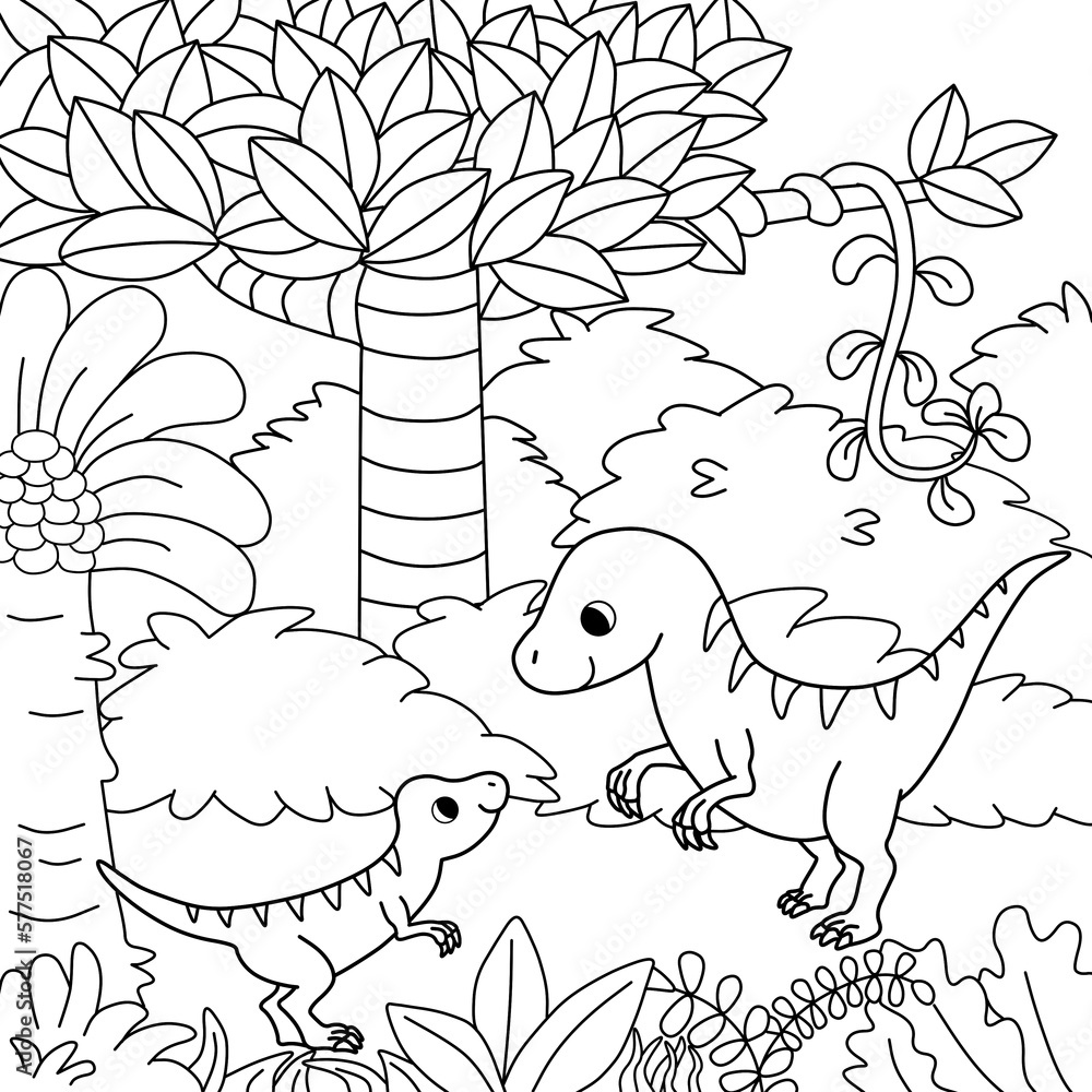 Dinosaur coloring page for kids. Painting for kindergarten and ...