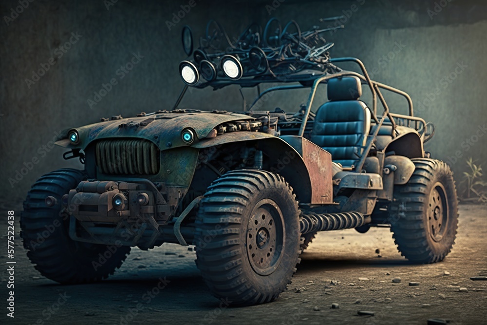 Construction line for a biomechanical retro-futuristic ATV, rugged ...