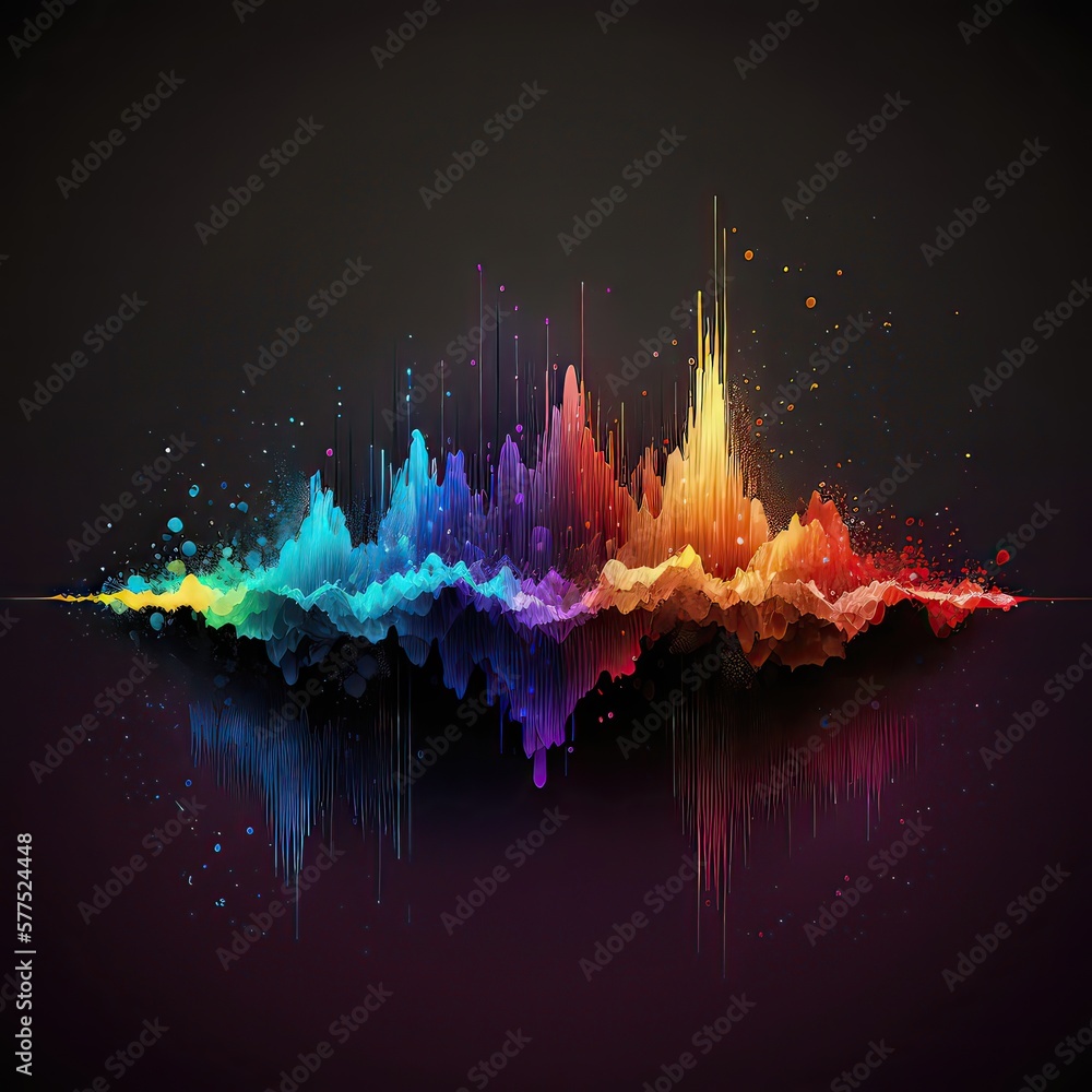 Colorful abstract sound wave particle on black background. Equalizer ...