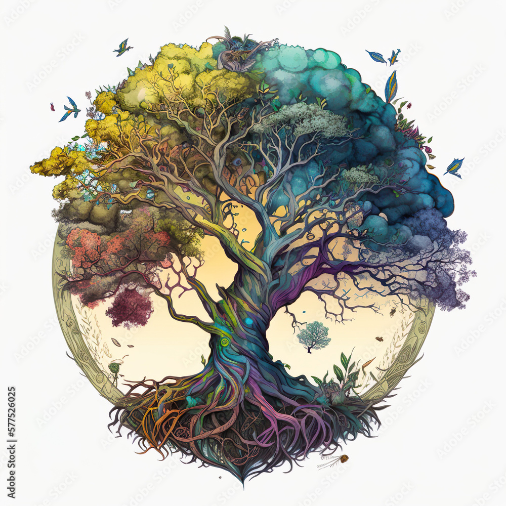 AI-Generated Fantasy Norse Mythology Viking tree of Life Art Stock ...