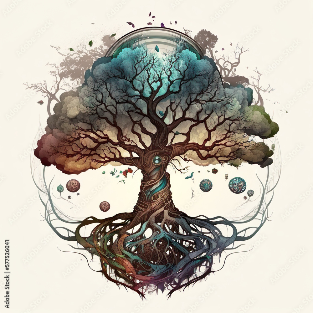 AI-Generated Fantasy Norse Mythology Viking tree of Life Art Stock ...