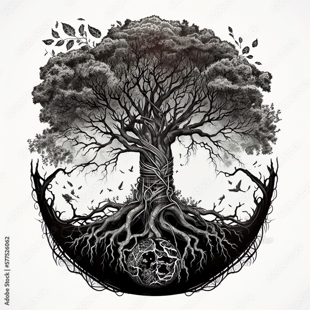AI-Generated Fantasy Norse Mythology Viking tree of Life Art Stock ...