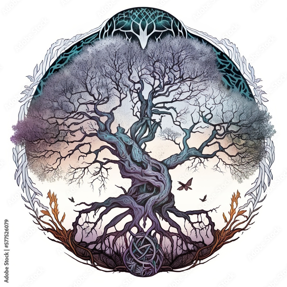 AI-Generated Fantasy Norse Mythology Viking tree of Life Art Stock ...