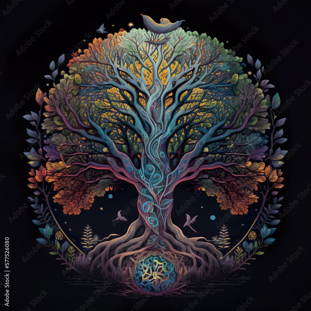 AI-Generated Fantasy Norse Mythology Viking tree of Life Art ...