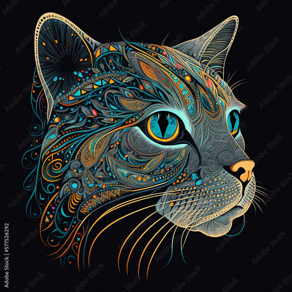 cat head illustration Stock Illustration | Adobe Stock