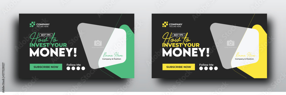 Money investment business youtube thumbnail or web banner Stock Vector ...
