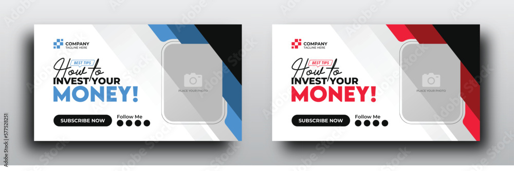 Youtube thumbnail design for money investing Stock Vector | Adobe Stock
