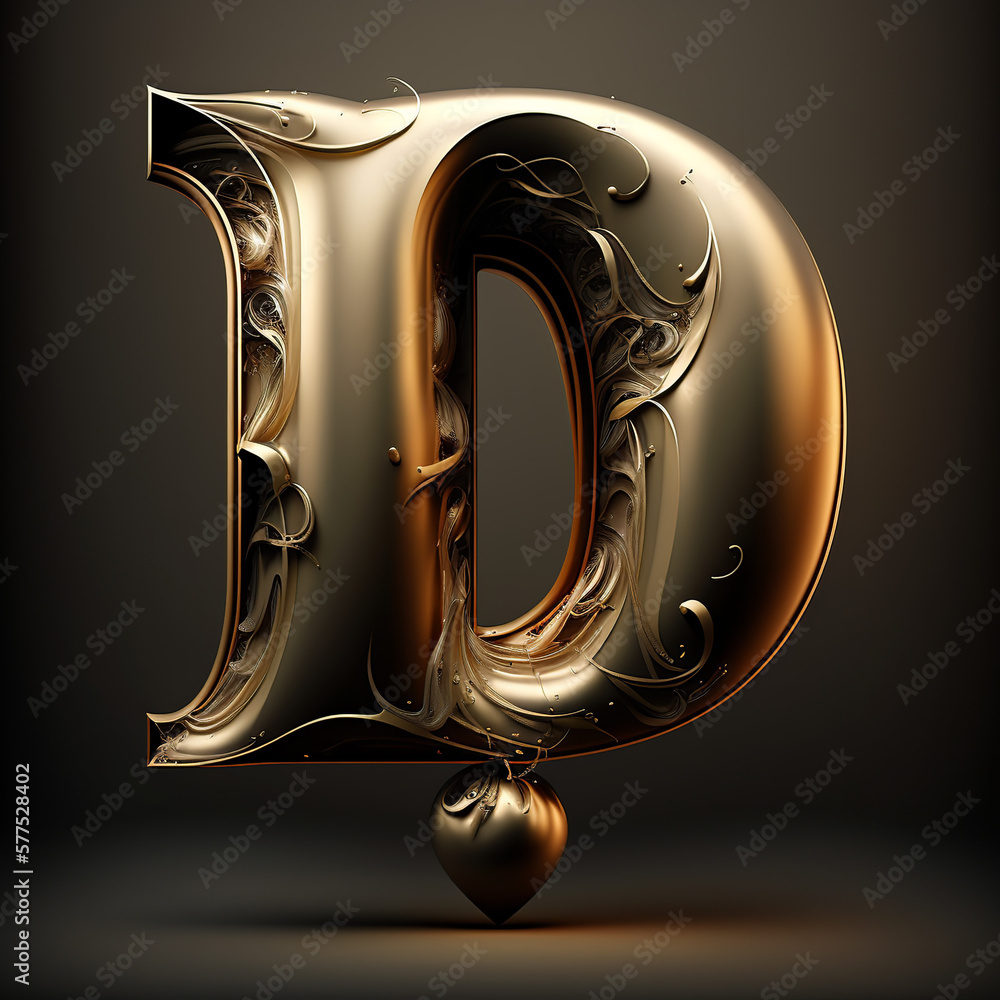 3d, letter, symbol, sign, gold, generative, ai, illustration, vector ...
