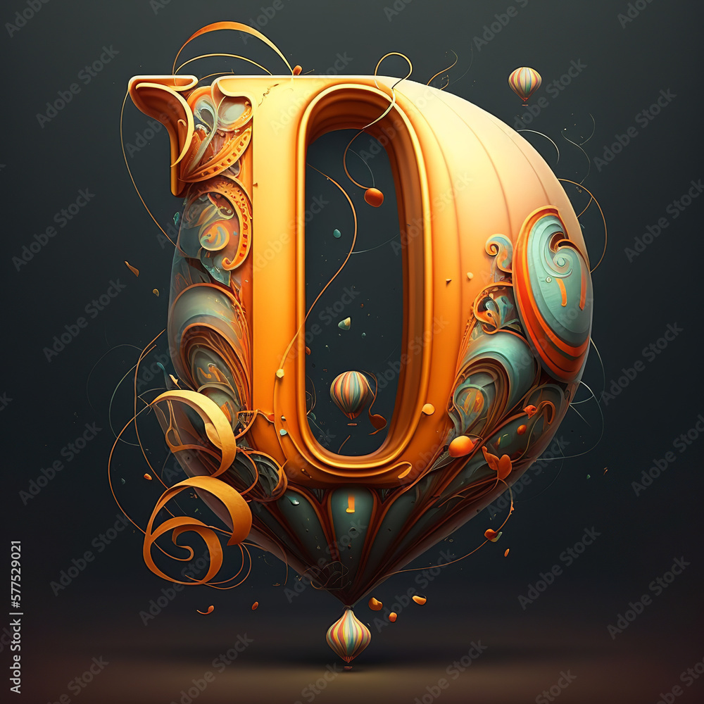 3d, letter, symbol, sign, gold, generative, ai, illustration, vector ...