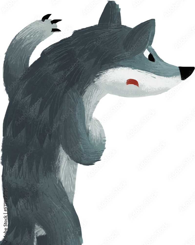 cartoon scene with bad wolf on white background illustration for ...