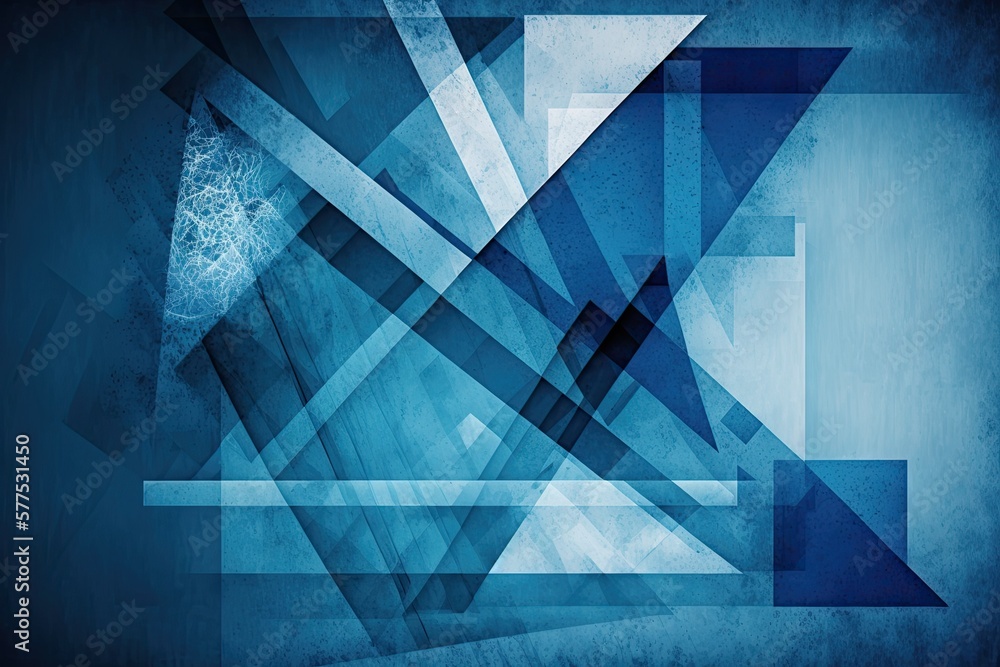 abstract blue background with triangles and rectangle shapes layered in ...