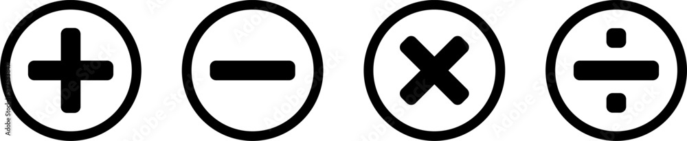 Mathematical Calculator Sign Icon Set including Plus Minus Divide ...