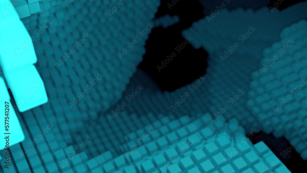 3D space with cubic shapes and steps. Design. 3D shapes and abstract ...