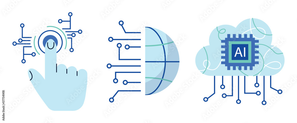 Modern technology icons set: computer vision, artificial intelligence ...