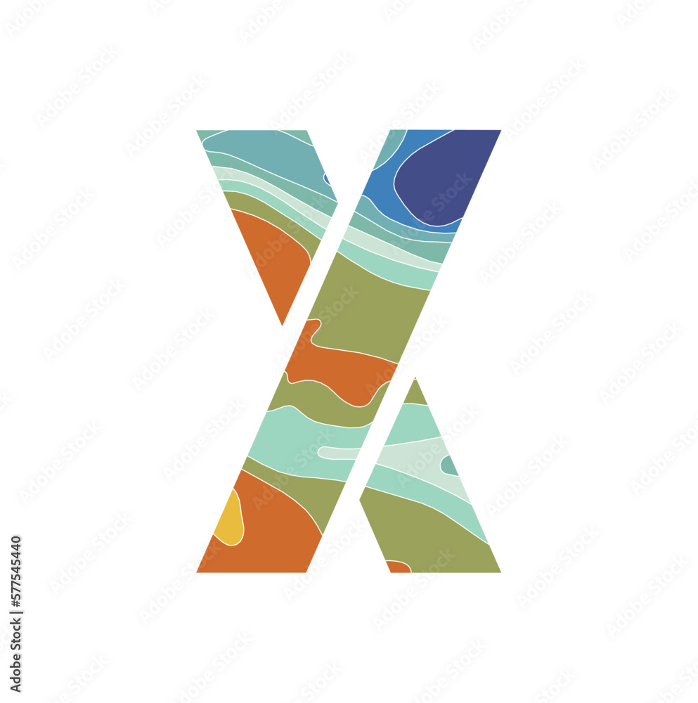 Decorative font with a pattern of wavy lines. Environmental typography ...