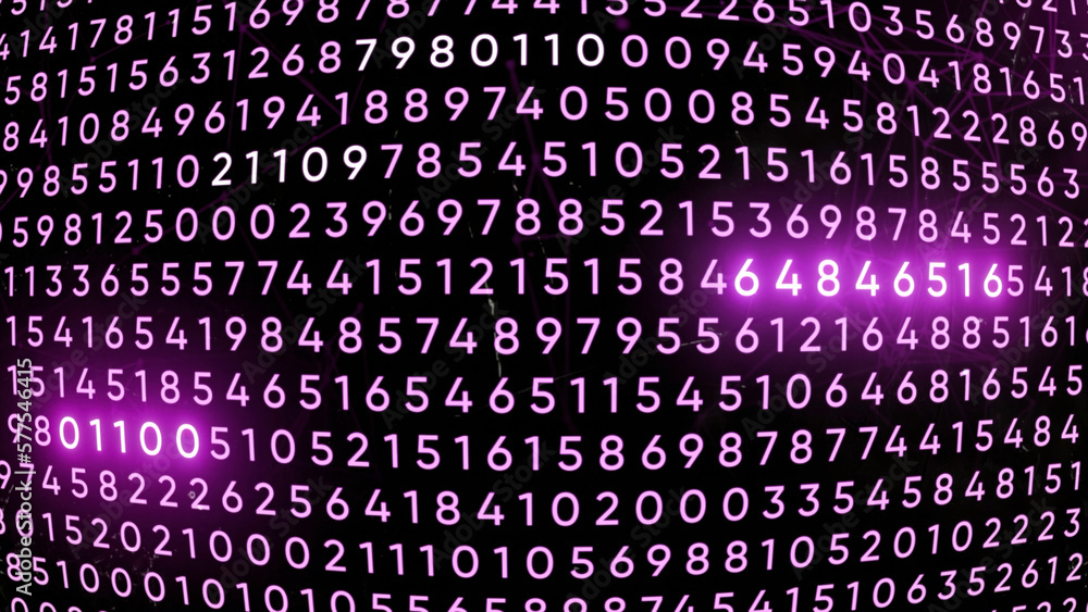 Purple background. Motion. Programming with special numbers in the ...