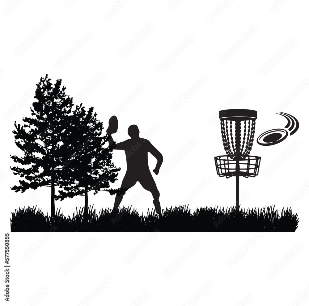 Disc golf vector Disc golf silhouette vector Disc golf player throwing ...