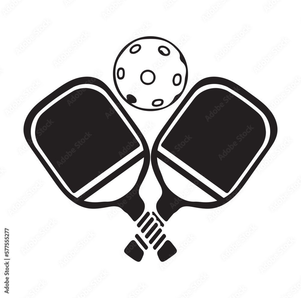 Pickleball vector And Pickleball Paddles Sign Symbol Icon Vector ...