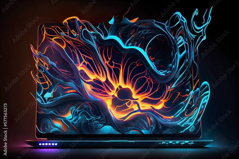 abstract futuristic super gaming laptop, illustration, concept, artwork ...